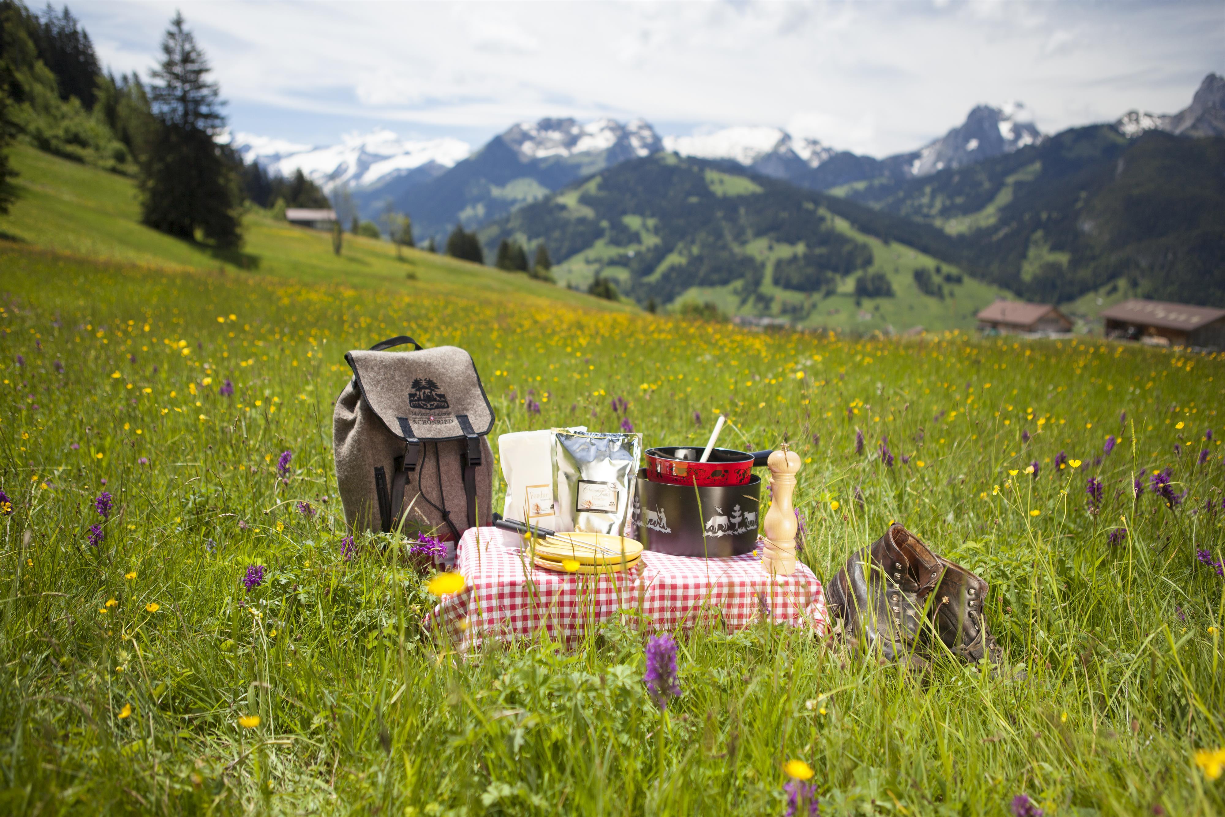 Fonduerucksack Molkerei Gstaad mit Gstaad Card