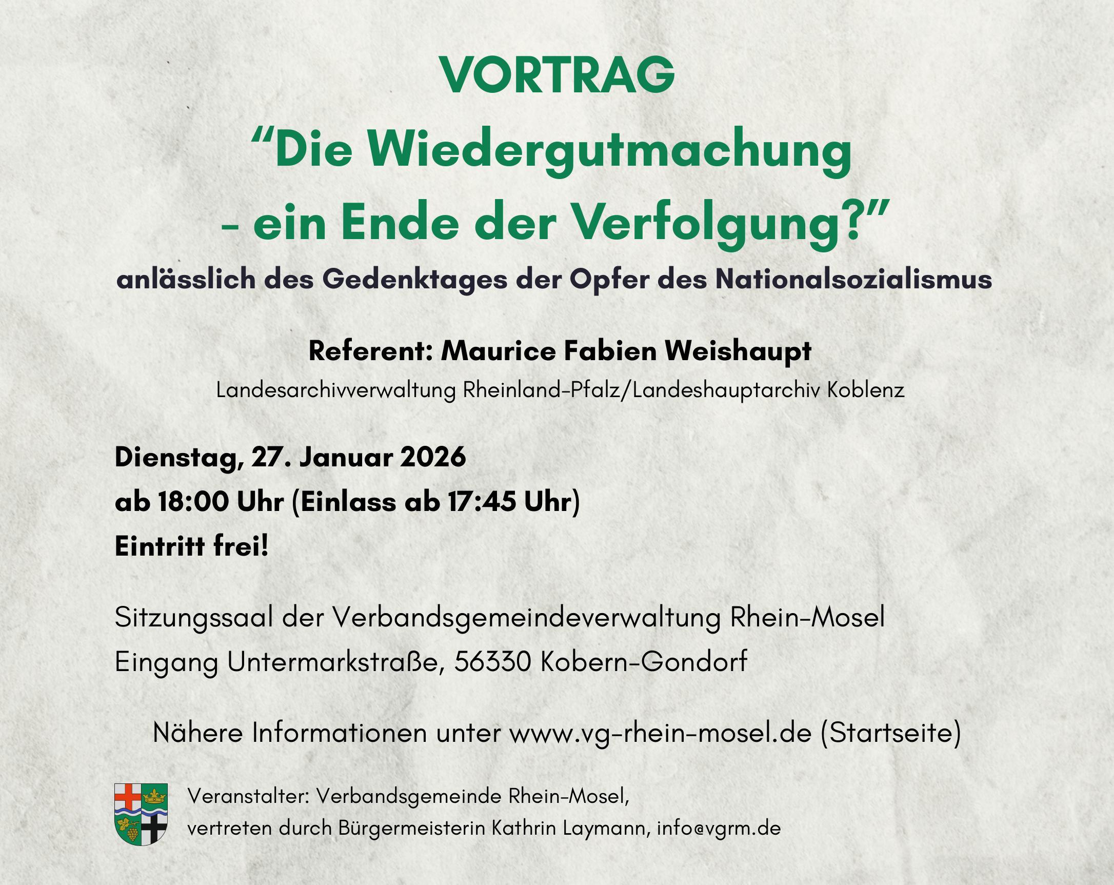 Vortrag: Die Wiedergutmachung - ein Ende der Verfolgung